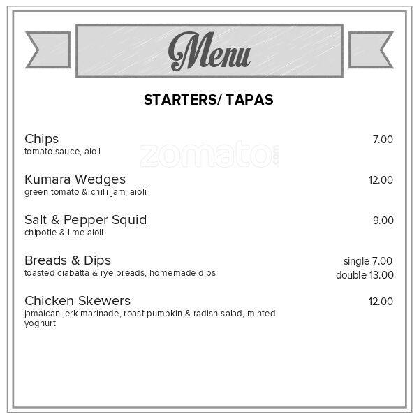 Menu at Hui Bar And Grill, Ohope