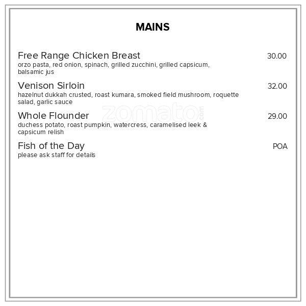 Menu at Hui Bar And Grill, Ohope