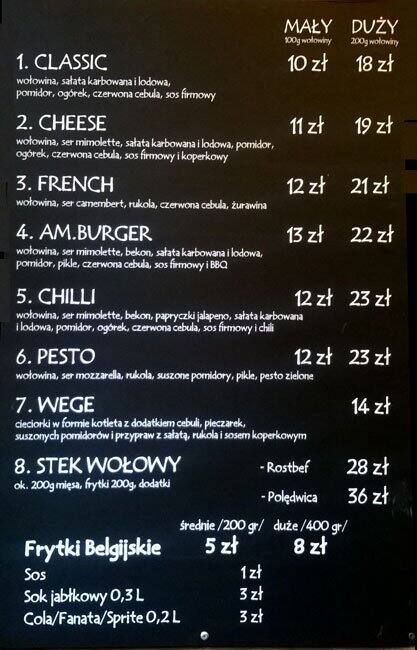 Menu at Bo Burger & Fries Warsaw restaurant, Warsaw