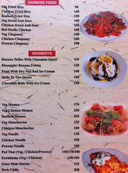 Menu at Rama Resort, Agonda