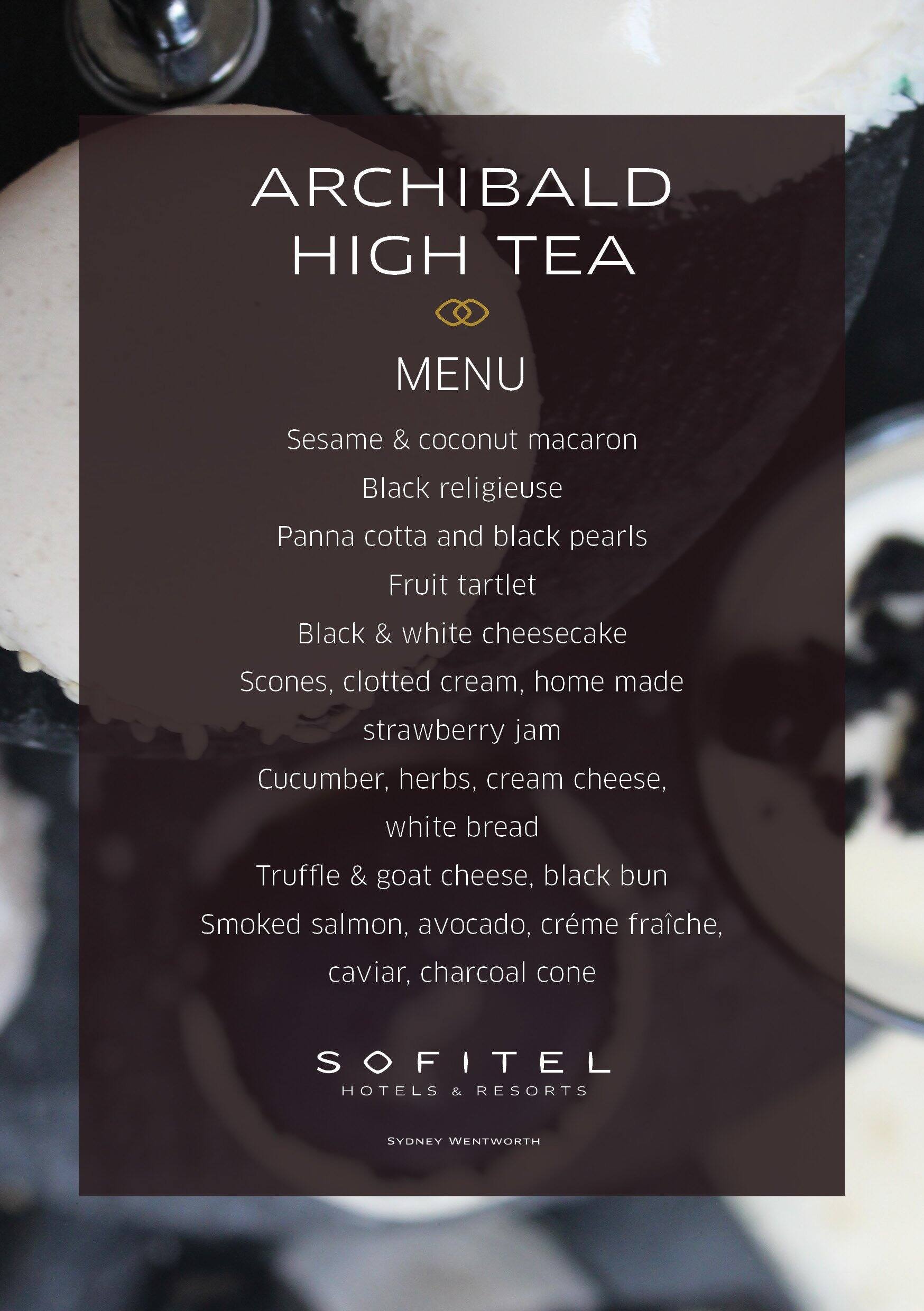 Menu at Soiree restaurant, Sydney