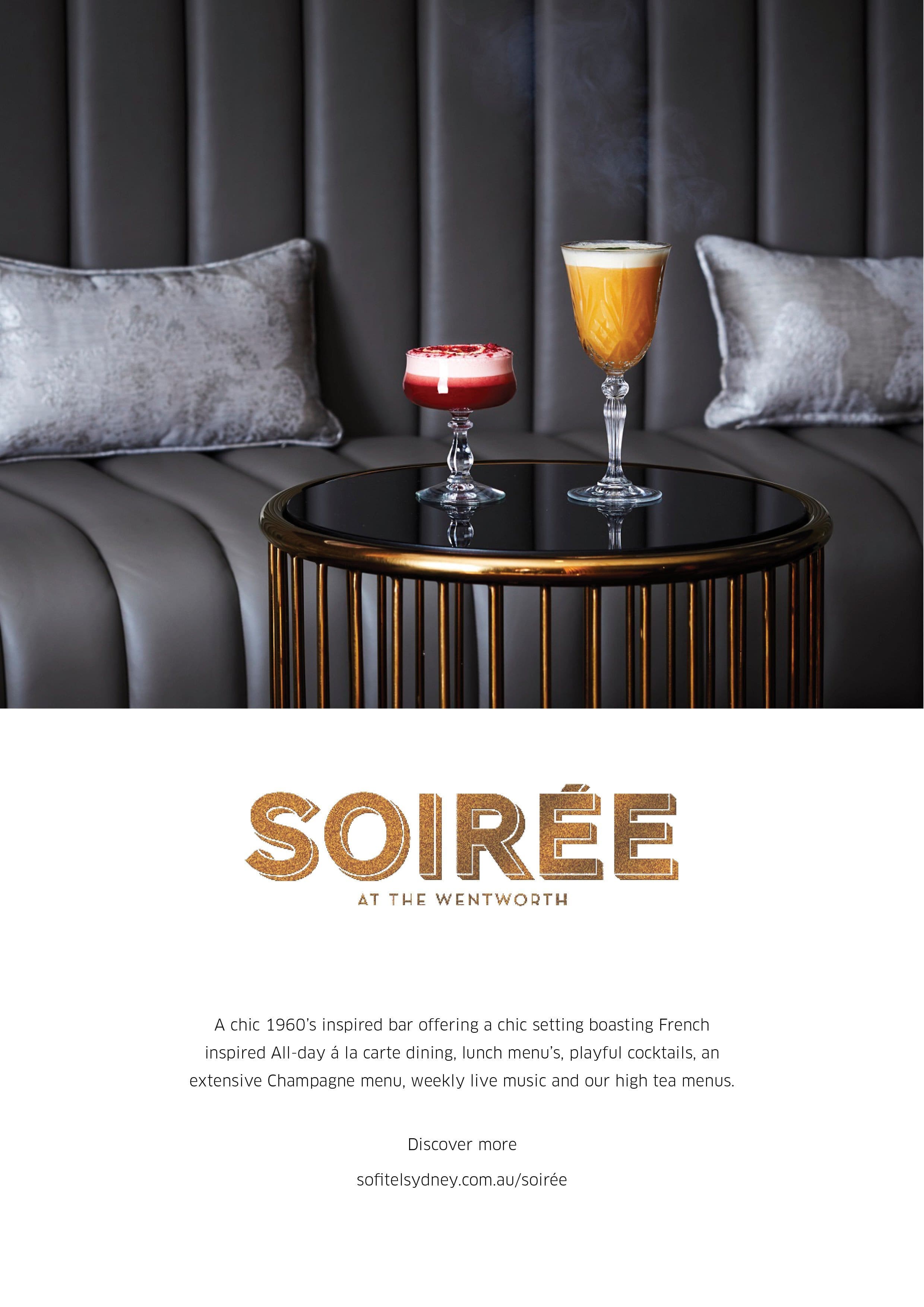 Menu at Soiree restaurant, Sydney