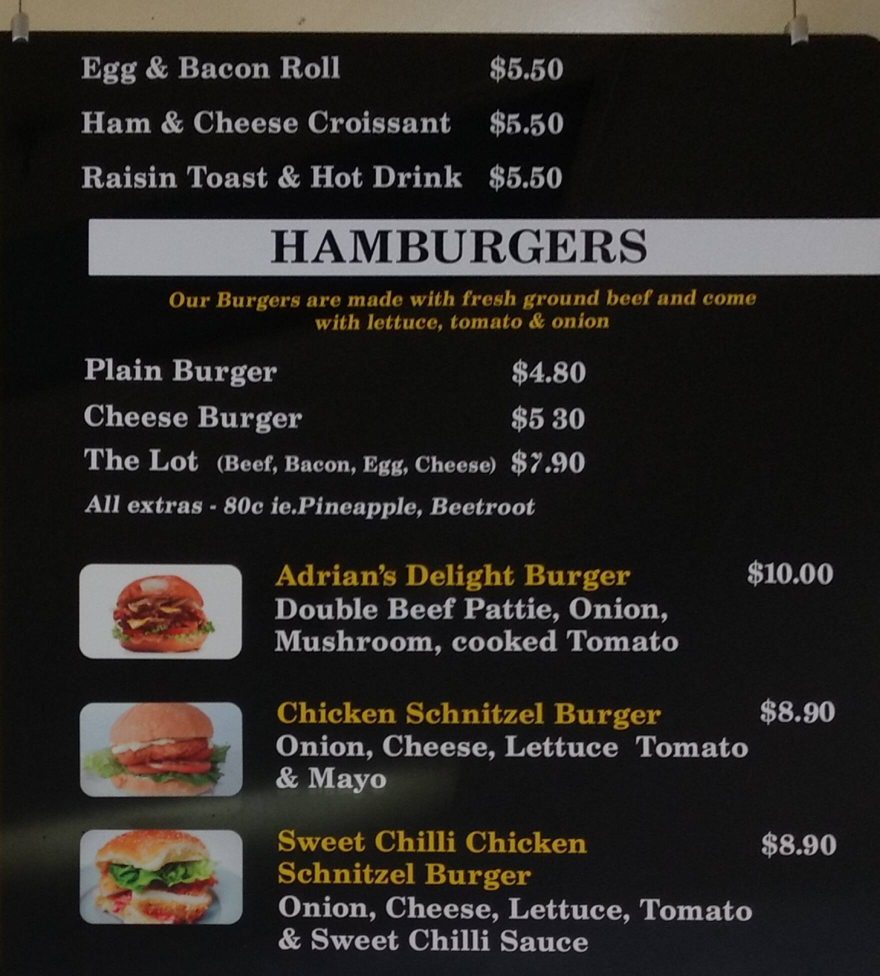 Menu at Corner Lane Cafe, Melbourne