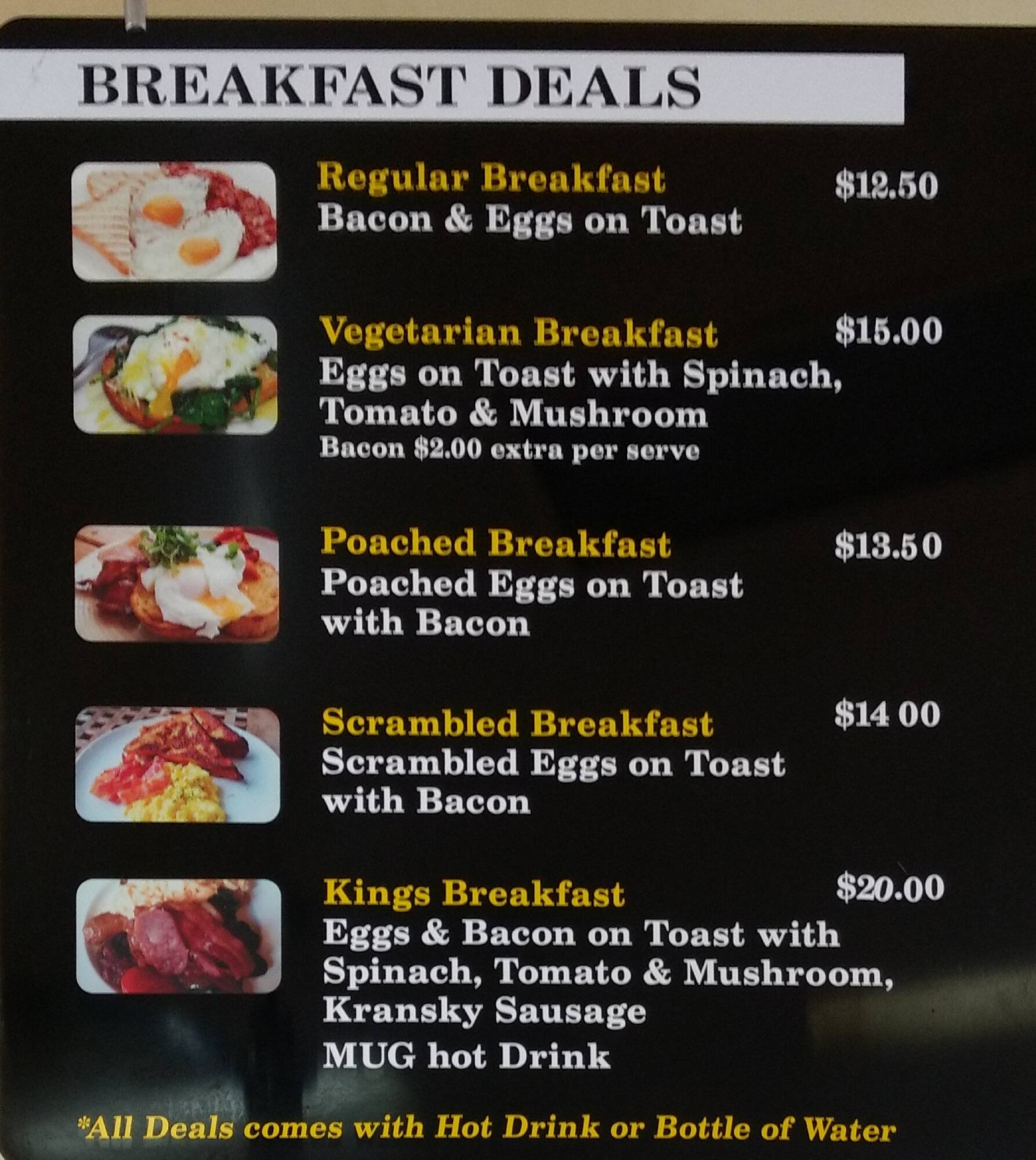 Menu at Corner Lane Cafe, Melbourne