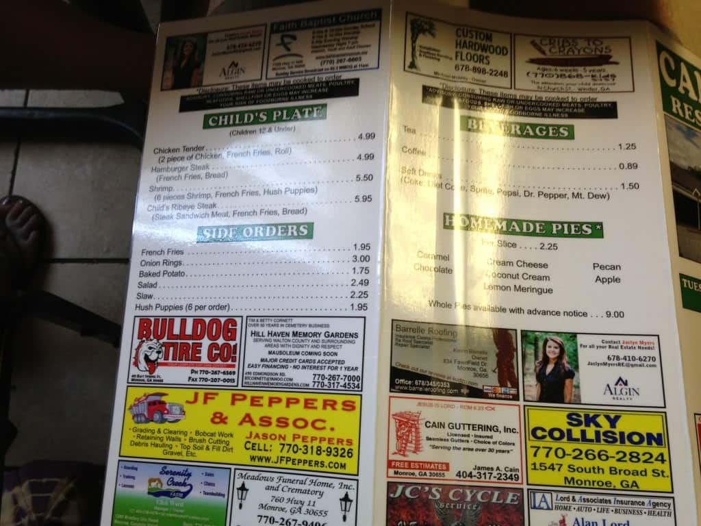 Menu at Campton Restaurant, Monroe, State Hwy 11