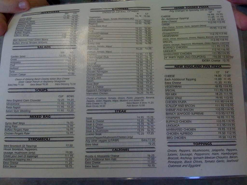 Menu at Sweet Tomatoes Pizzeria, Melbourne