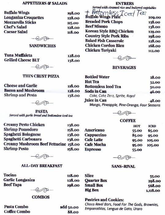 Betty's Sans-Rival Menu, Menu for Betty's Sans-Rival, Blue Ridge ...