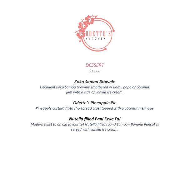 Menu at Odettes Kitchen restaurant, Papakura
