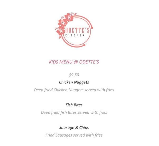 Menu at Odettes Kitchen restaurant, Papakura