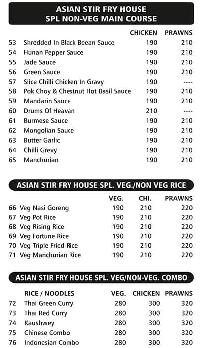 Menu at ASIAN STIR FRY HOUSE (CHINESE / ASIAN / JAPANESE / THAI ...