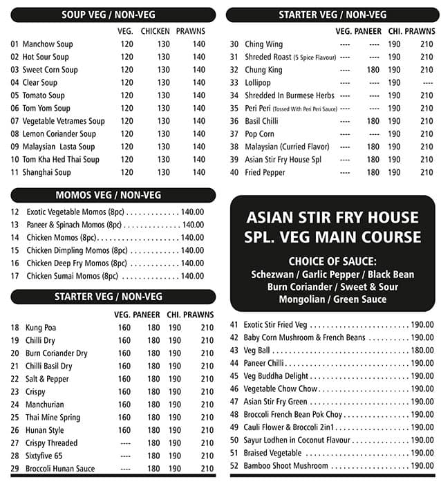 Menu at ASIAN STIR FRY HOUSE (CHINESE / ASIAN / JAPANESE / THAI ...