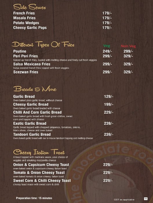 Menu at The Chocolate Room zirakpur, Zirakpur