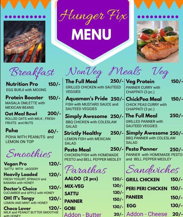 Menu of Hunger Fix, Madhapur, Hyderabad
