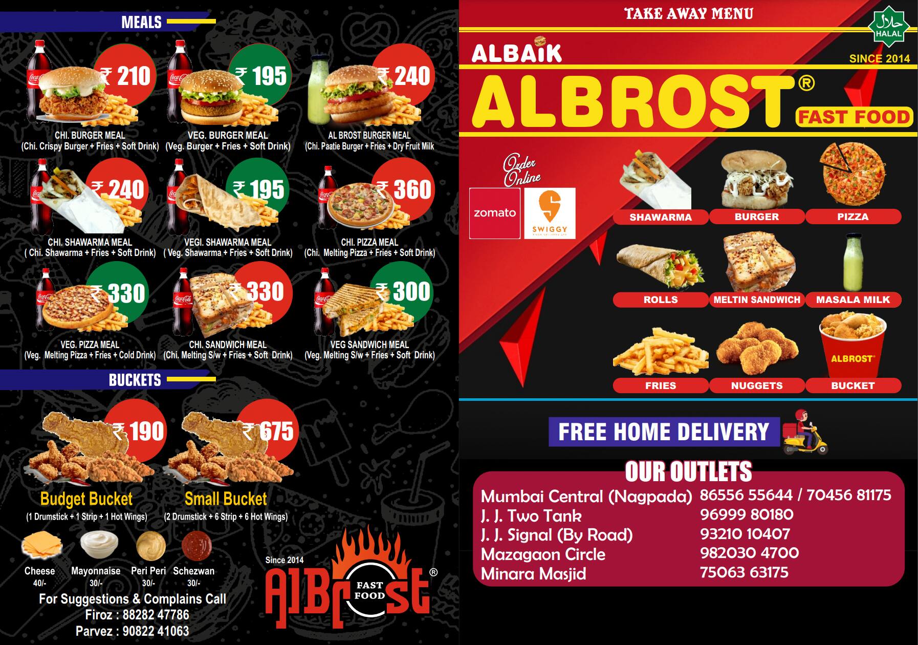Menu of Albrost Fast Food, Goregaon West, Mumbai