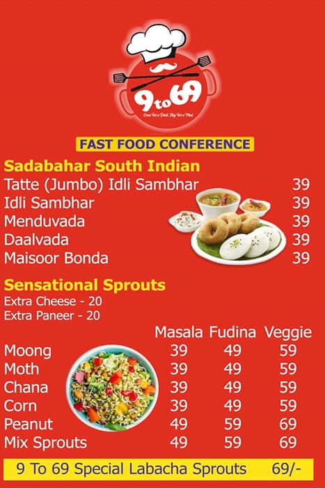 Menu of 9 To 69 Cafe, Amraiwadi, Ahmedabad