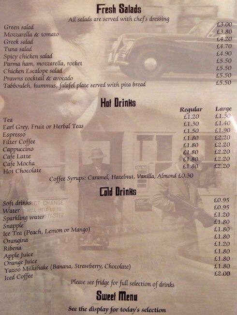 Menu at Don Corleone cafe, Kingston upon Thames, 24 Castle St