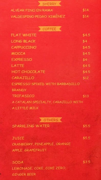 Menu at El Faro Spanish restaurant & Tapas Bar, Auckland