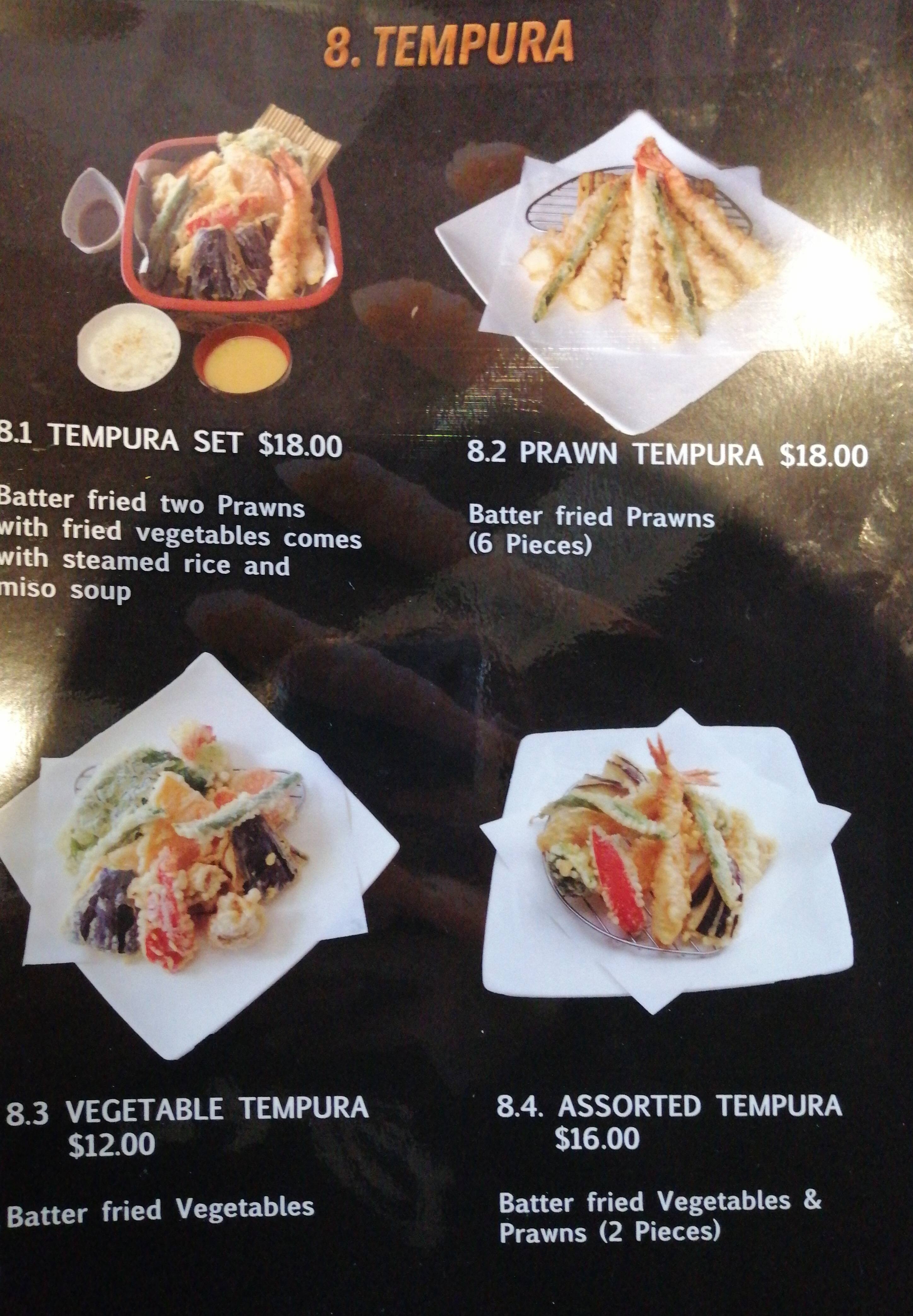 Menu at Haru restaurant, Auckland