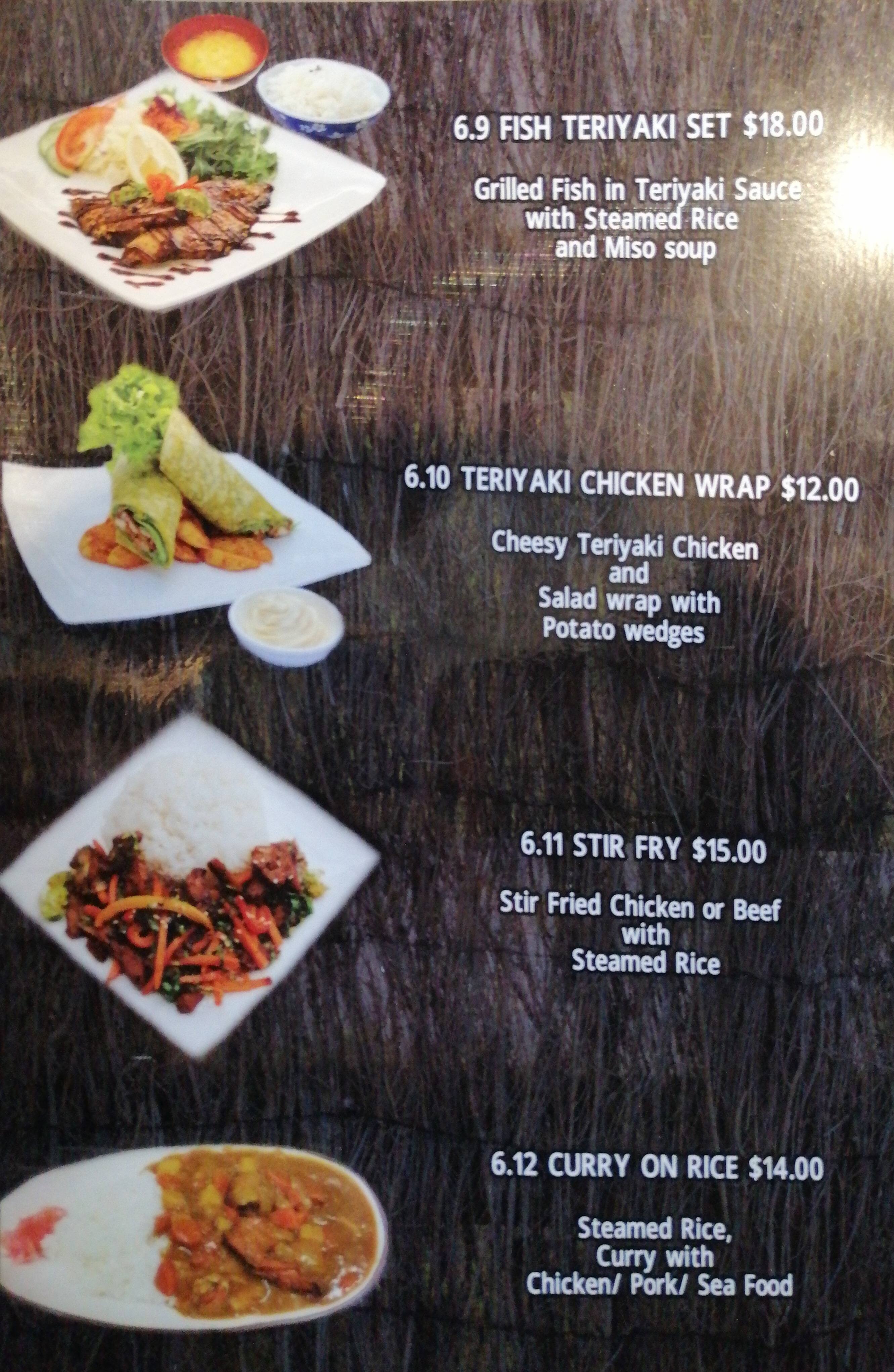 Menu at Haru restaurant, Auckland
