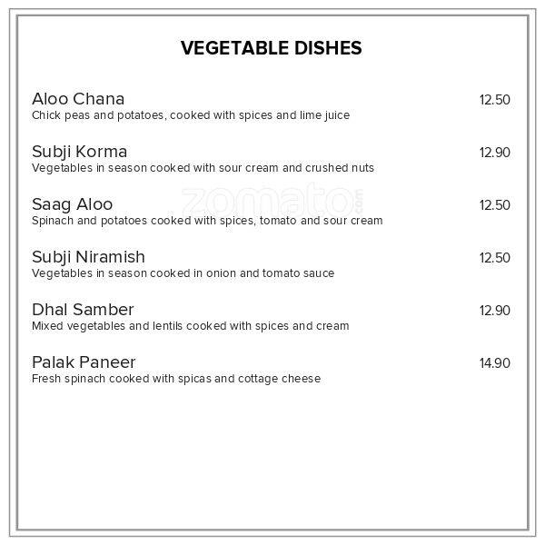 Menu at Taste of Bengal restaurant, Christchurch, 91B Riccarton Rd