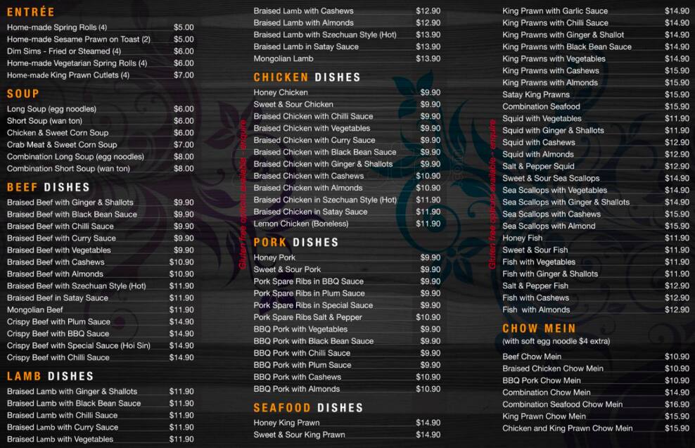 Menu at Me Take Away restaurant, Deagon