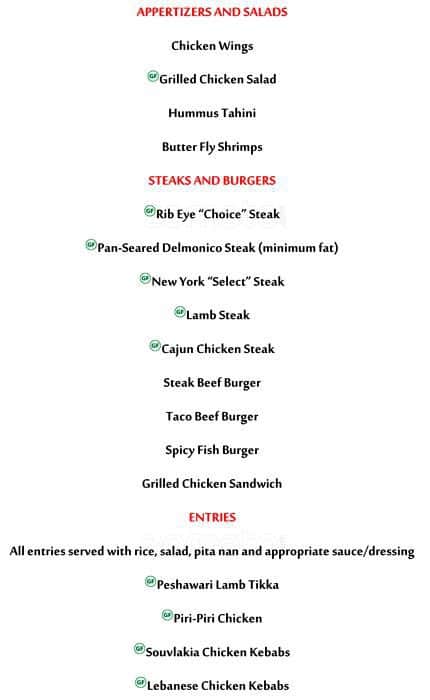 Menu at Maza Grill steakhouse, Kent