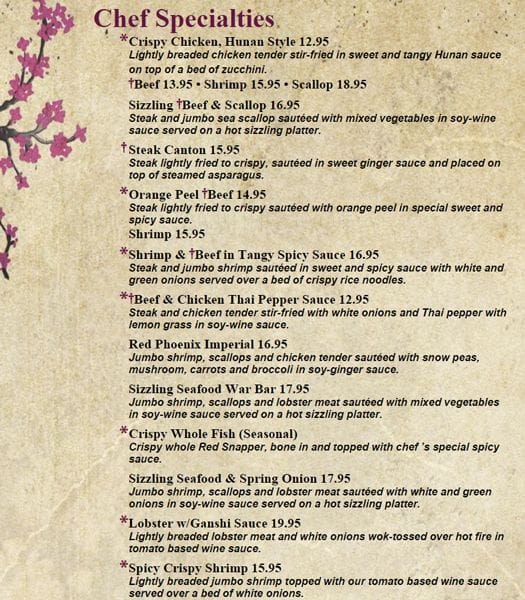 Menu at Red Phoenix Hunan Restaurant, The Woodlands