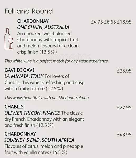 Menu at Miller & Carter pub & bar, Ilford, Aldborough Rd N