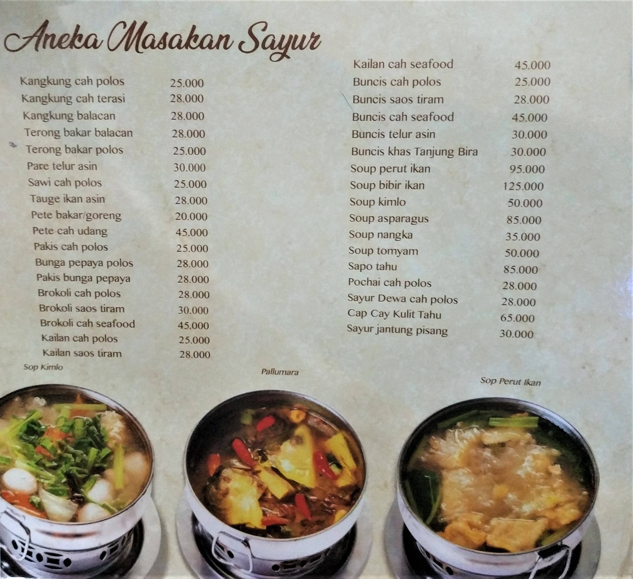 Menu at Tanjung Bira, Jakarta