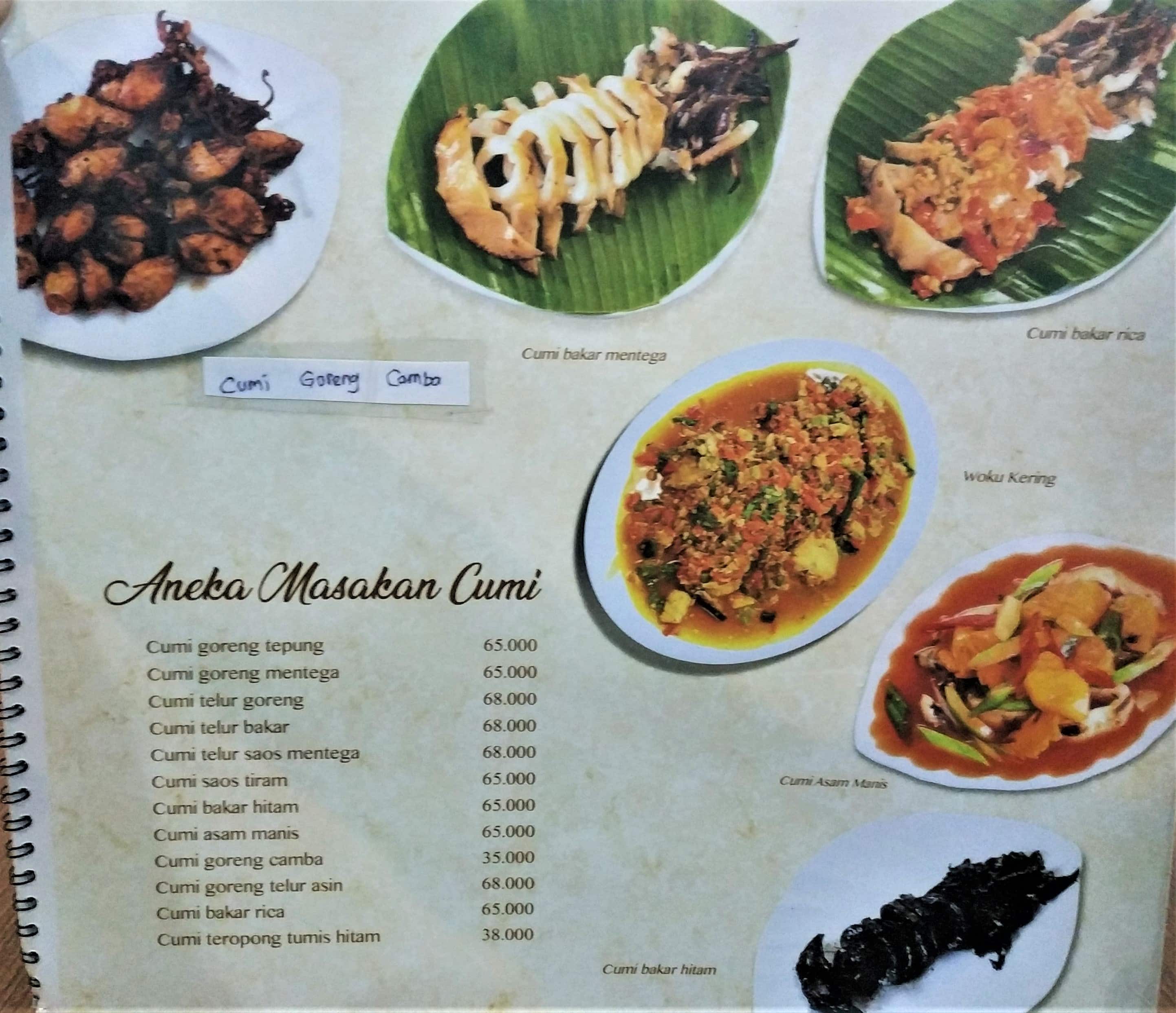 Menu at Tanjung Bira, Jakarta
