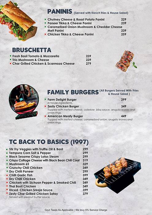 Menu at Cafe Turquoise Cottage, Dehradun