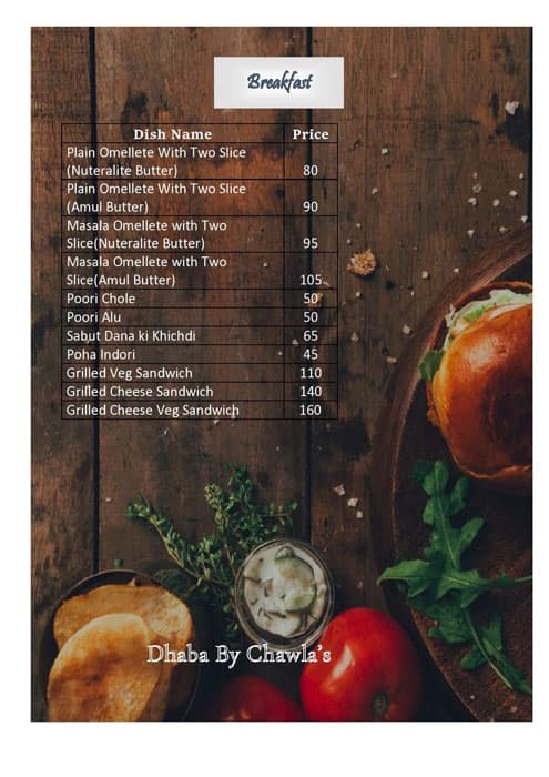 Menu of Dhaba by Chawla's, Indirapuram, Ghaziabad