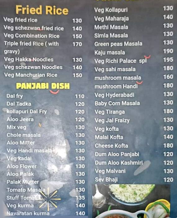 Menu of Hotel Richi Palace, Vashi, Navi Mumbai