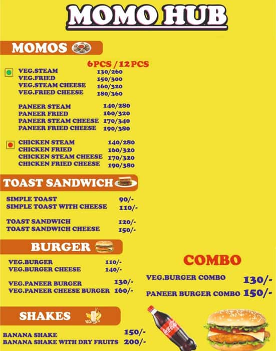 Menu of Momo Hub, Andheri Lokhandwala, Andheri West, Mumbai