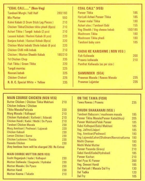 Rite On Coal Menu, Menu for Rite On Coal, Santacruz East, Mumbai - Zomato