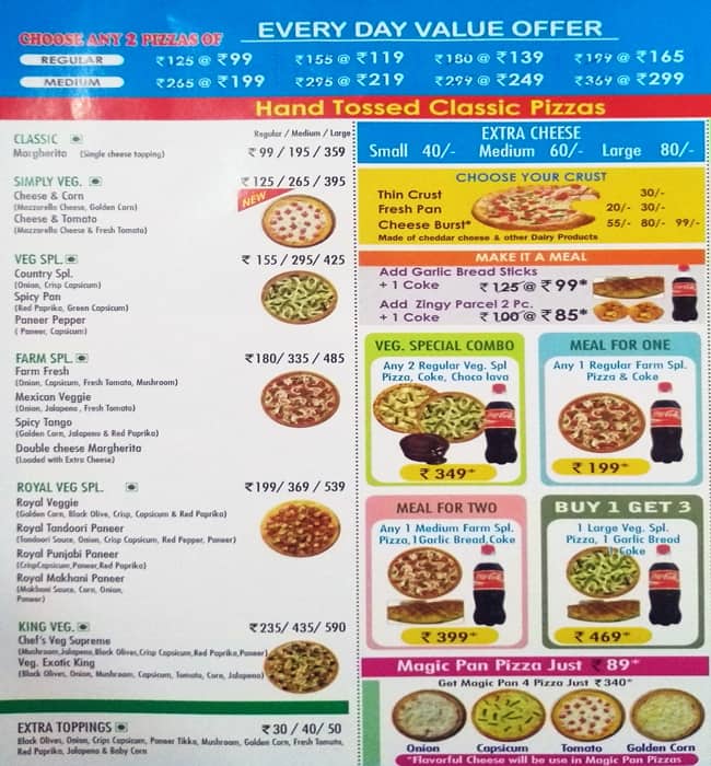 Menu of Da Pizza Palace, Azadpur, New Delhi