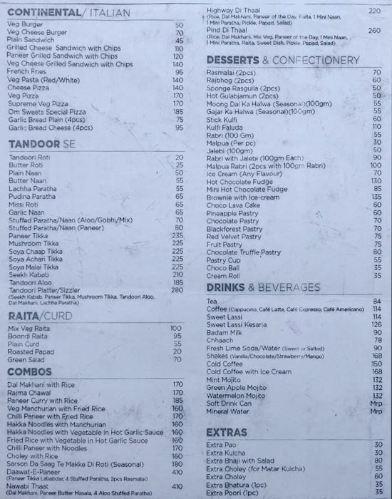 Menu at Om Sweets, Gurugram Rural, Sector 4