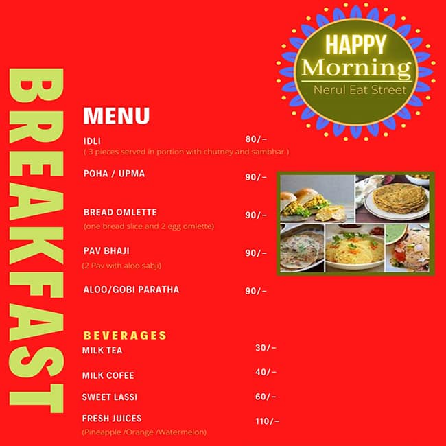 Menu of Nerul Eat Street, Nerul, Goa