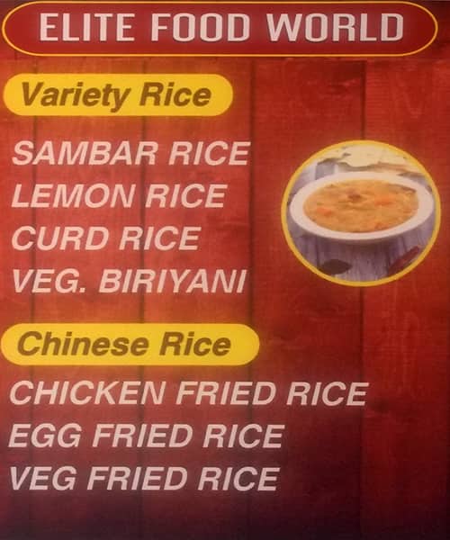Menu at Elite Food World, Chennai