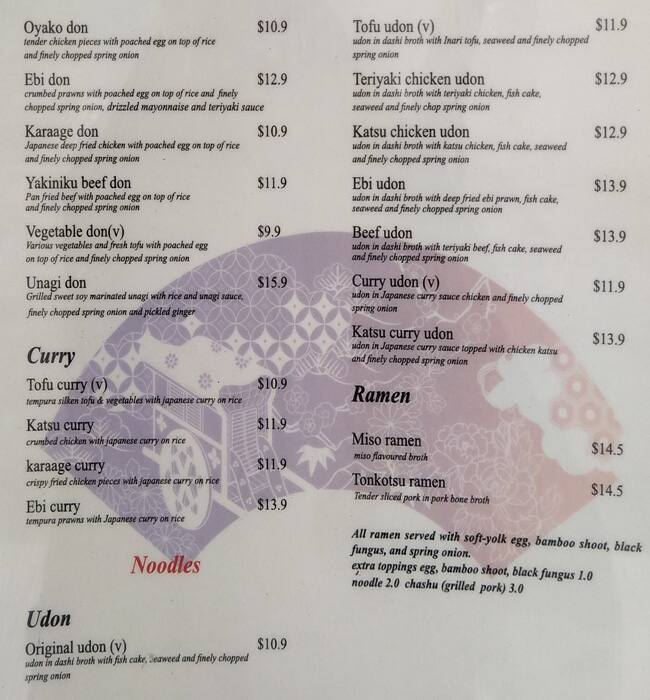 Menu at Yama Sushi restaurant, East Perth