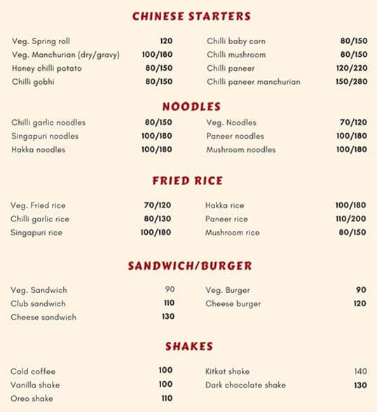 Menu at Kanha Cafe, Noida