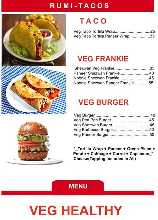 Menu of Rumi Burger & Frankie, Vasai, Mumbai