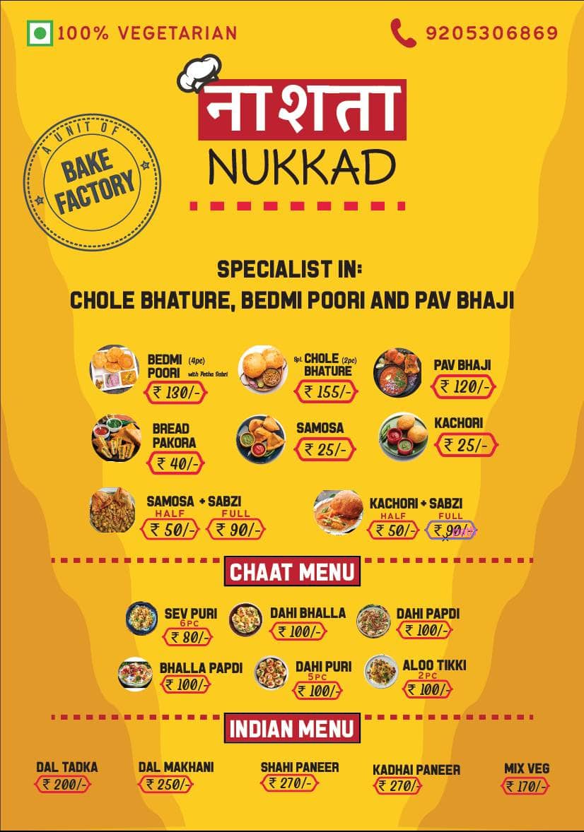 Menu of Nashta Nukkad, Delhi Cantt., New Delhi