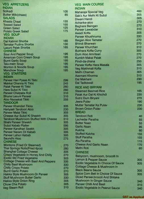 Menu of Maharaja - The Maharaja, Dahisar East, Mumbai