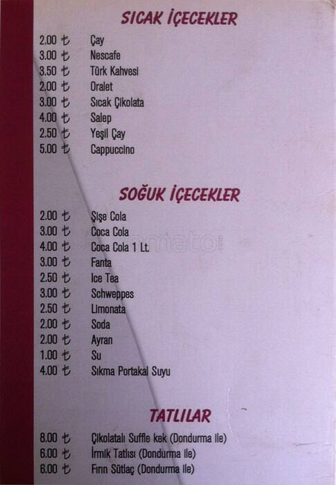 Menu at Hb Cafe Ev Yemekleri, Istanbul