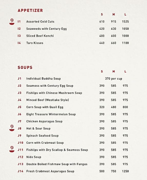 Menu at Tung Lo Wan restaurant, San Juan