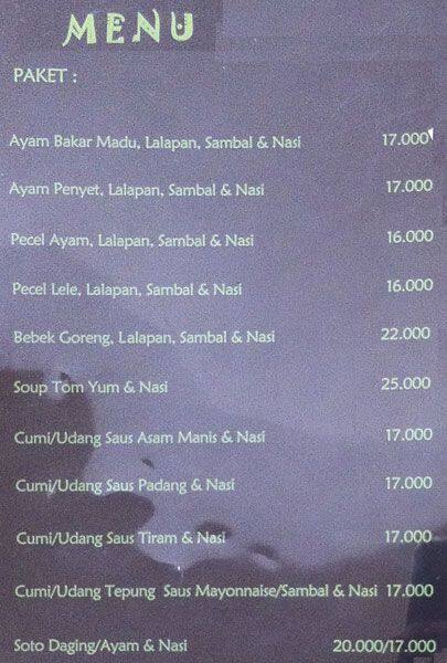 Menu at Cafe Ambrose, Tangerang