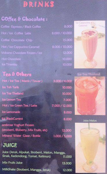 Menu at Cafe Ambrose, Tangerang