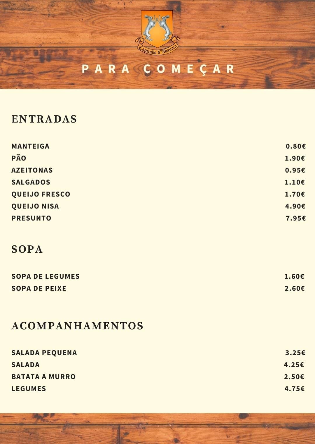 Menu em Cantinho Da Adanaia restaurante, Alverca do Ribatejo