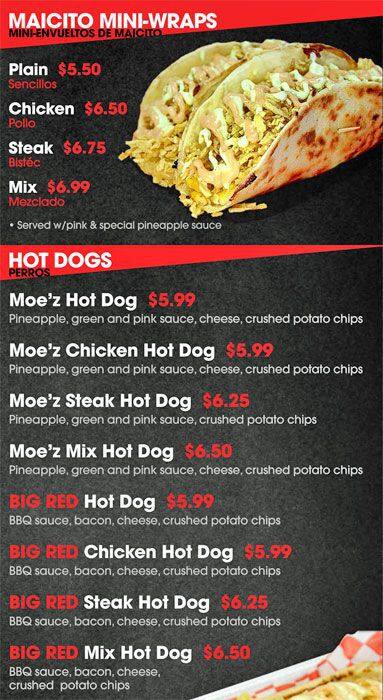 Menu at Moez Express fast food, Miami